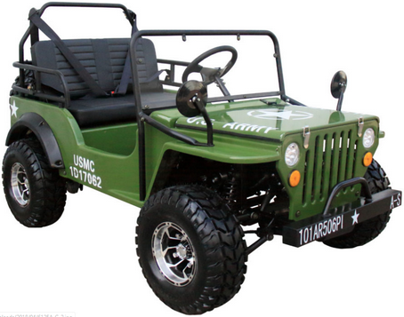 Willys Style Jeep Go Kart, 125cc Gas Engine, 3-speed with Reverse ...
